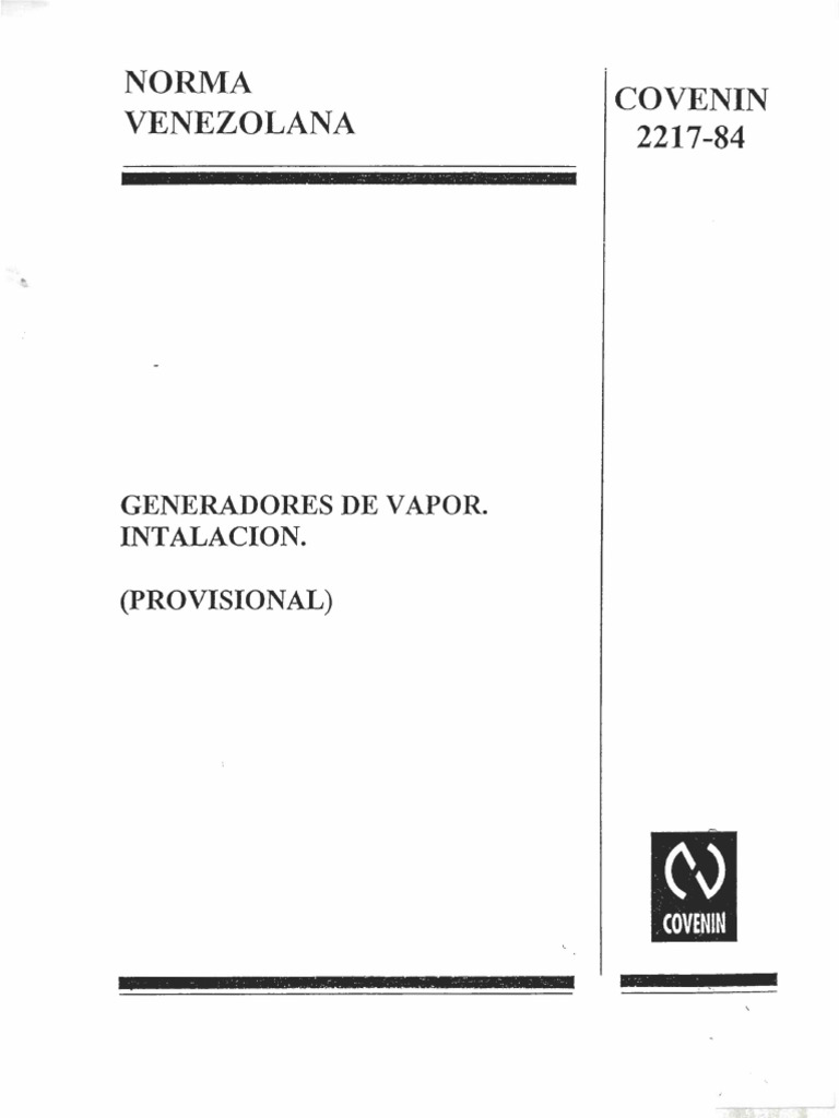 Covenin 2217-84 Instalacion de Calderas | PDF | Vapor | Soldadura