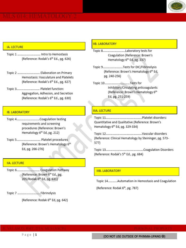 TRANS NOTES Latest Version HEMA 2 | PDF | Coagulation | Platelet