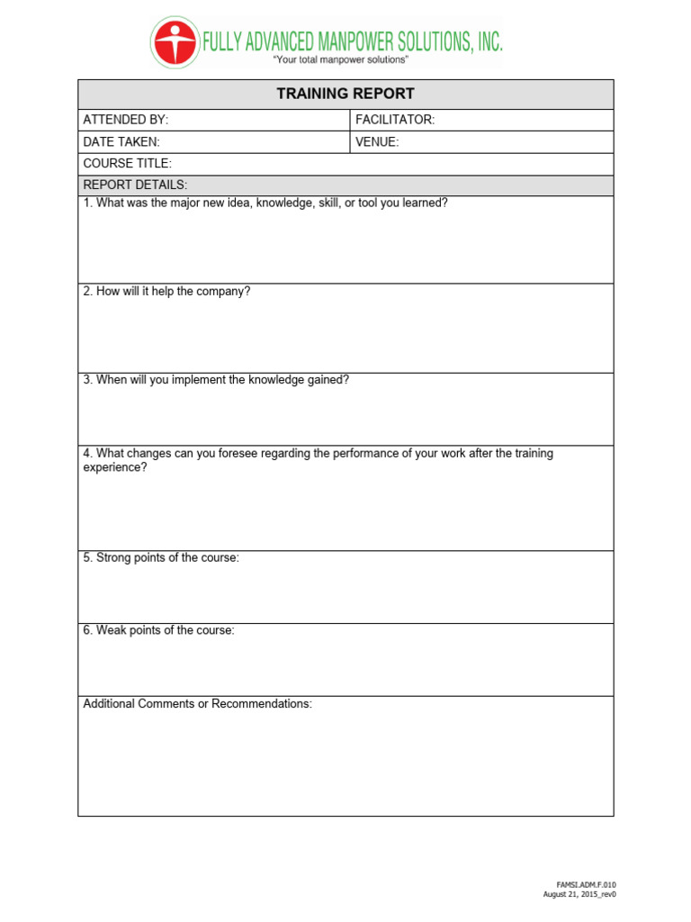 FAMSI - Adm.f.010 Training-Report | PDF