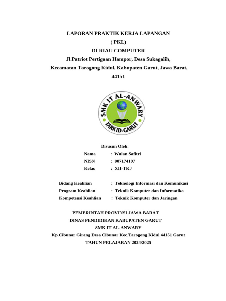 Format Laporan Akhir PKL | PDF