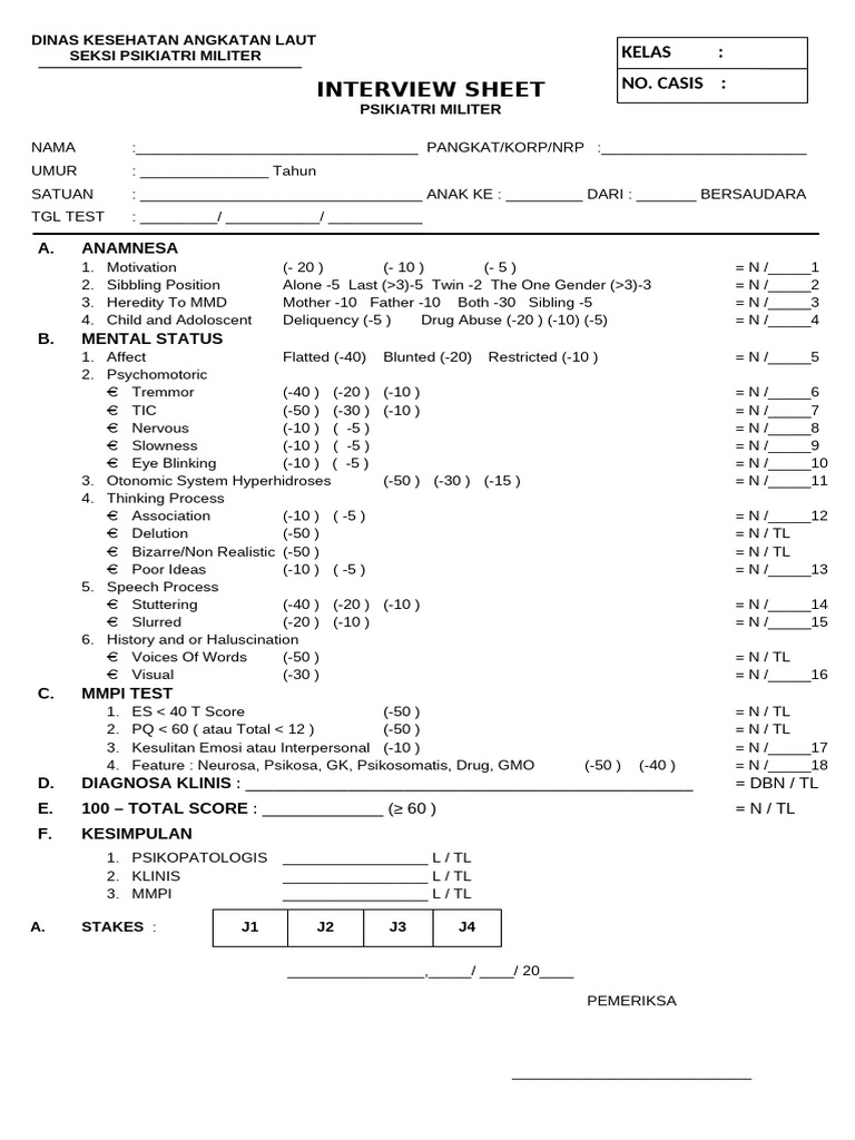 Interview Sheet | PDF | Psychological Concepts | Social Institutions