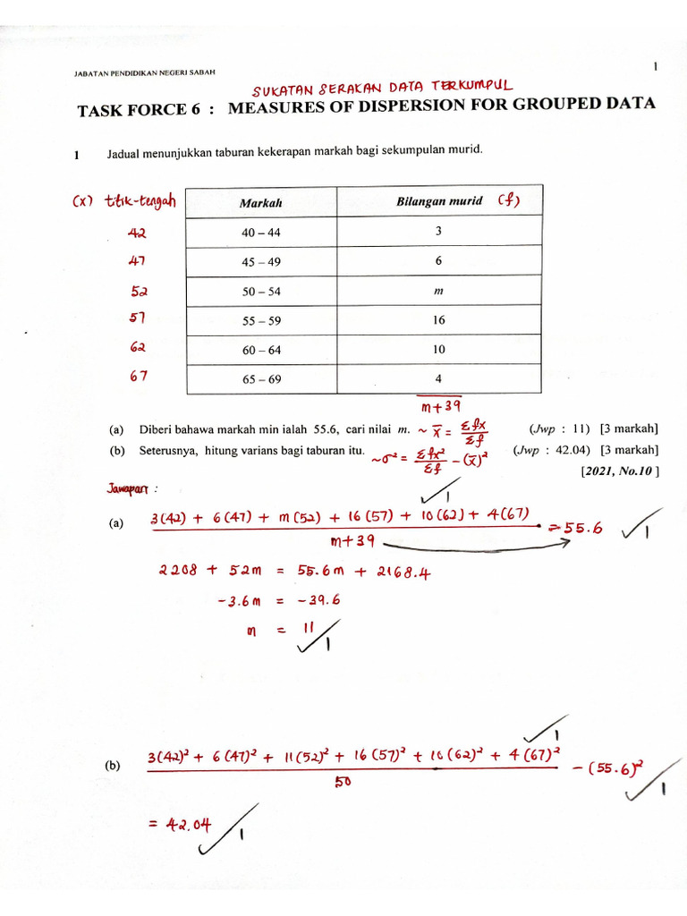 Sukatan Serakan Data Terkumpul (Jawapan) | PDF