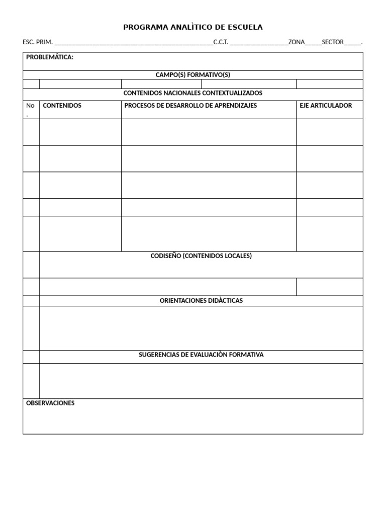 Programa Analìtico de Escuela 2023 | PDF