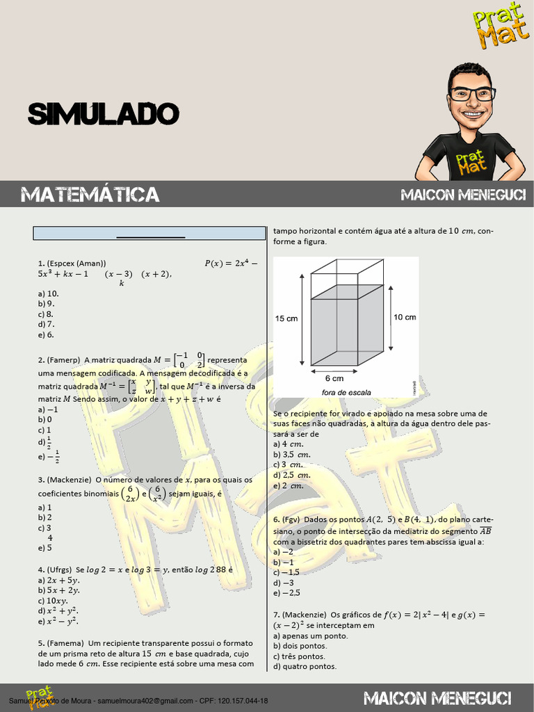 SIMULADO 2 ESA | PDF | Matemática