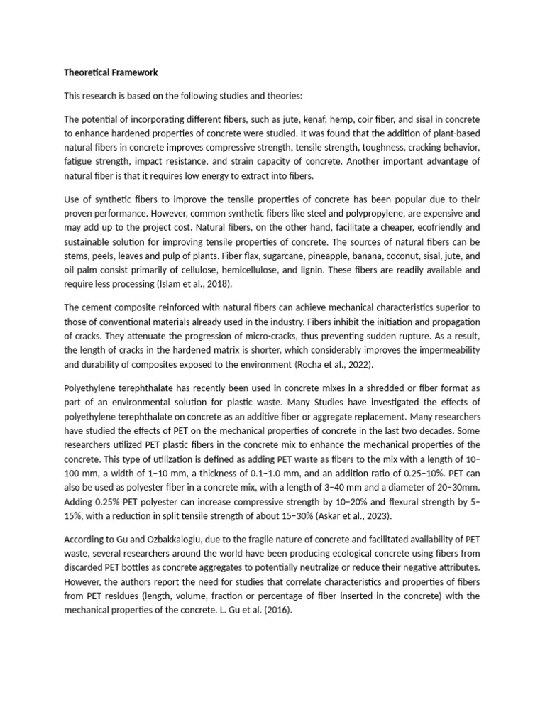 Theoretical Framework | PDF | Concrete | Fibers