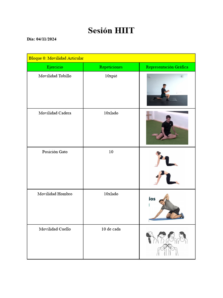 Sesión HIIT | PDF | Ejercicio físico | Aptitud física
