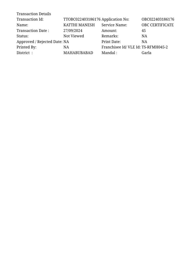 OBC Transaction Id | PDF