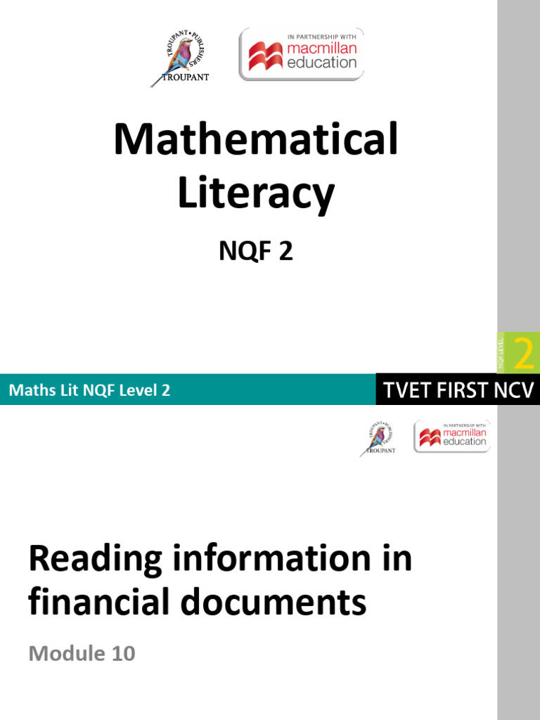 Mathematical Literacy Level 2 Module 10 250111 110849 | PDF | Invoice ...