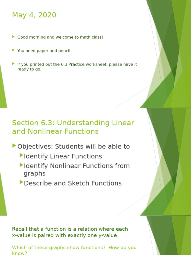 6 3 Linear Functions Jl Pdf Derivative Function Mathematics