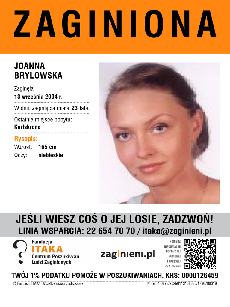 Zaginiona - JOANNA - BRYLOWSKA - PLAKAT20250113 | PDF