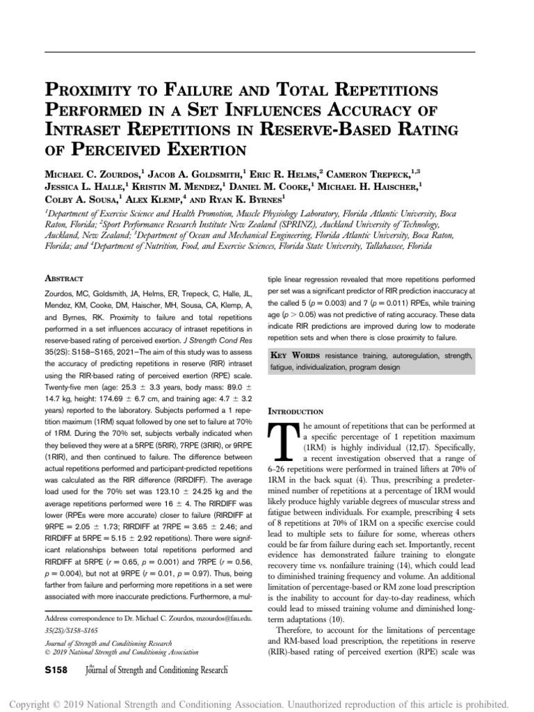 Proximity To Failure and Total Repetitions.24 | PDF | Strength Training