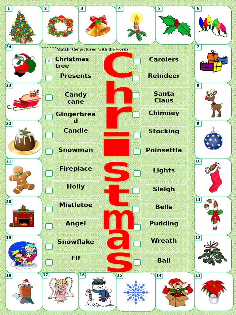 Christmas Vocabulary Picture Match | PDF