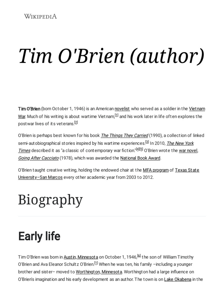 Tim O'Brien (author) - Wikipedia | PDF