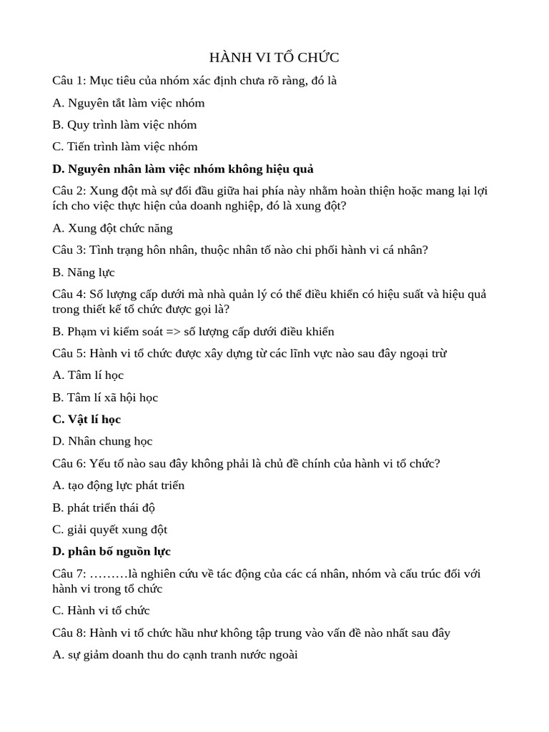 Hành Vi T CH C | PDF