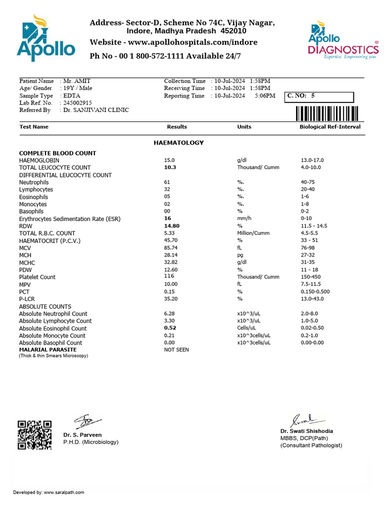 appolo bill | PDF | White Blood Cell | Vertebrates