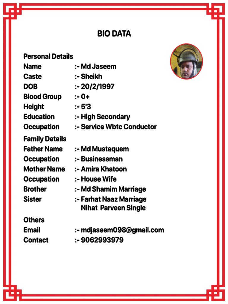 Md Jaseem's Personal Bio Data | PDF