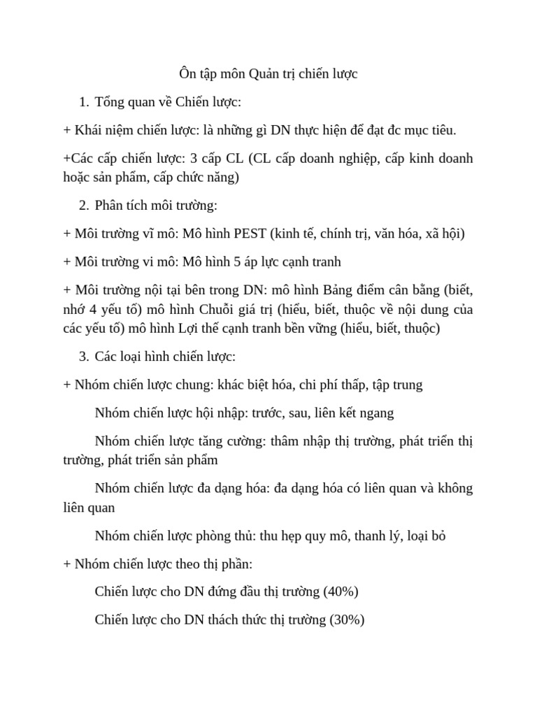 Ôn tập QTCL | PDF