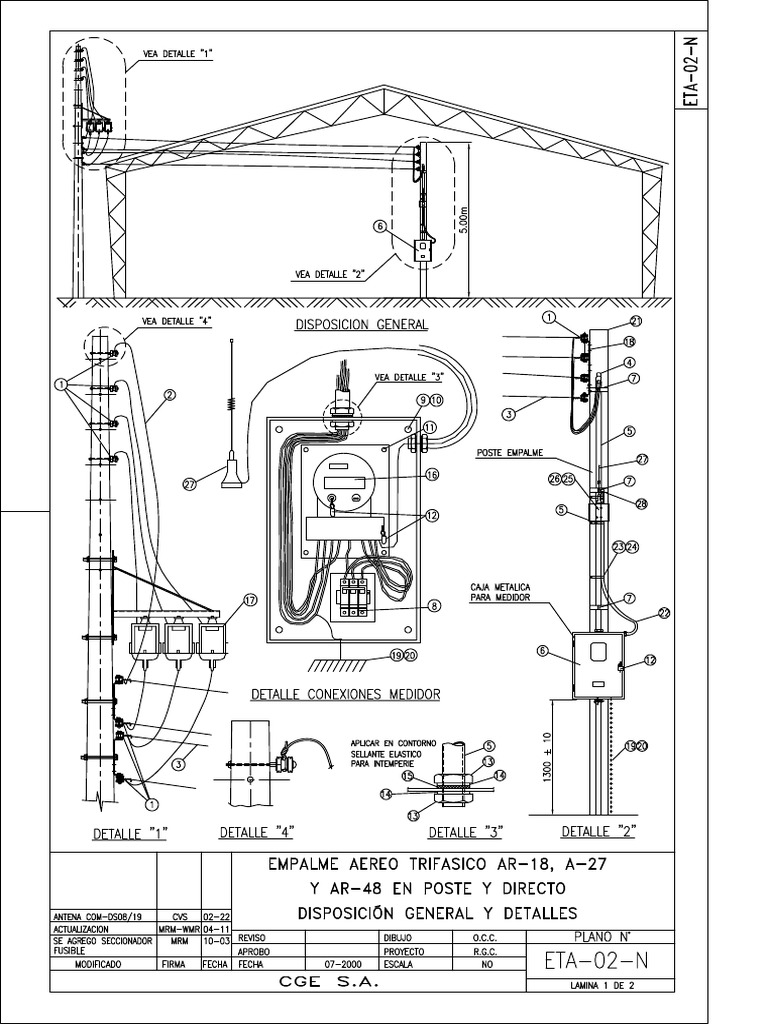 Empalme Aéreo Trifásico AR-18, A-27 y AR-48 en Poste | PDF