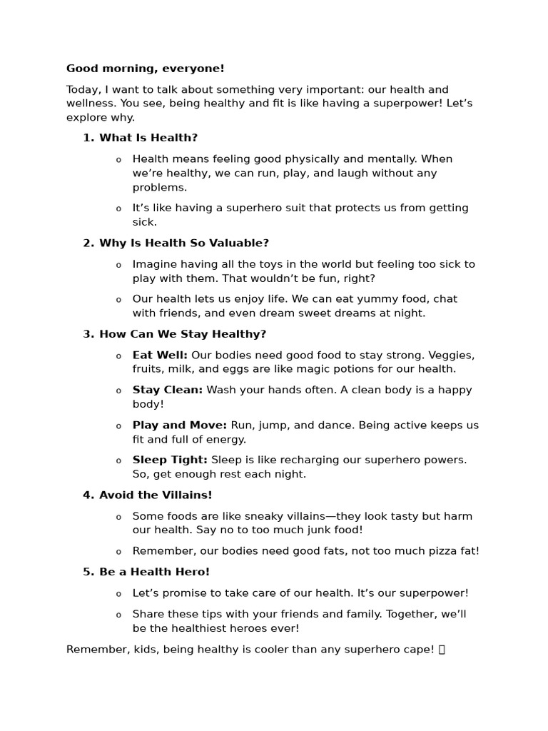 Health and Wellness for Kids | PDF