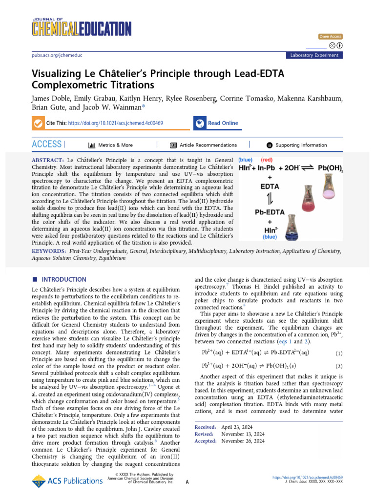 Pb Edta Complexometric Titrations | PDF | Chemistry | Titration