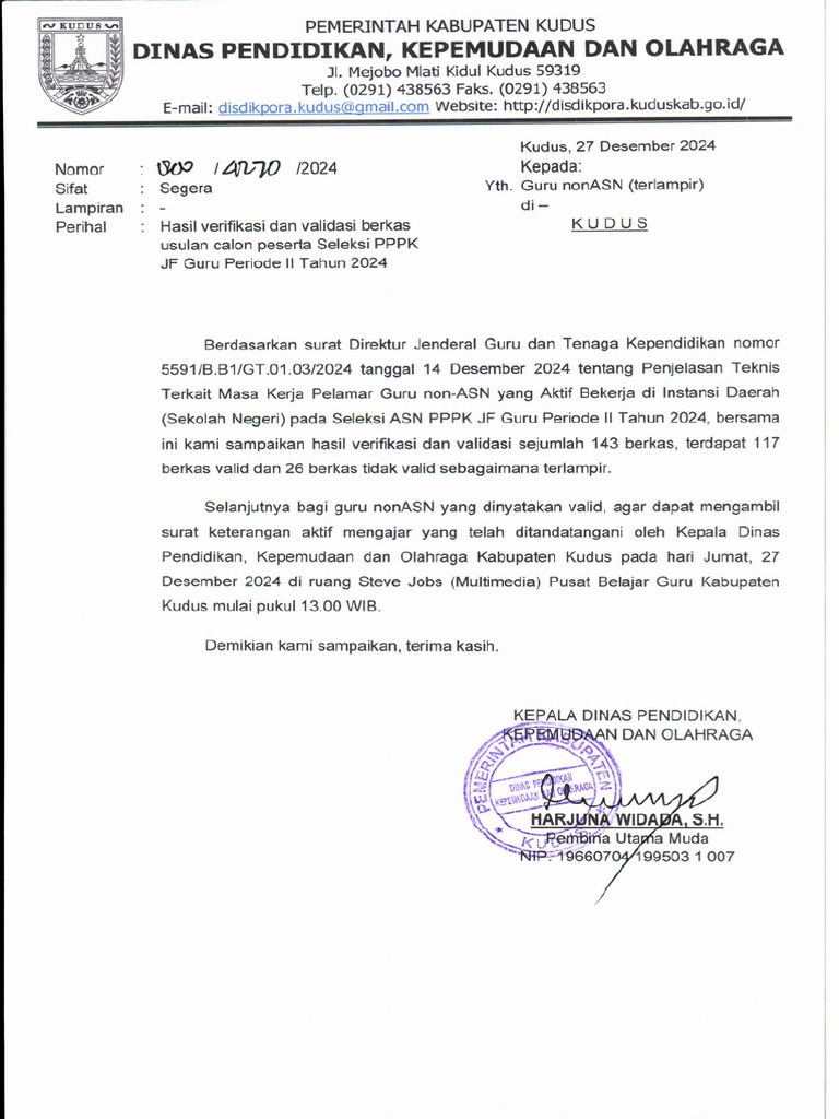 Pengumuman Usulan RTG | PDF