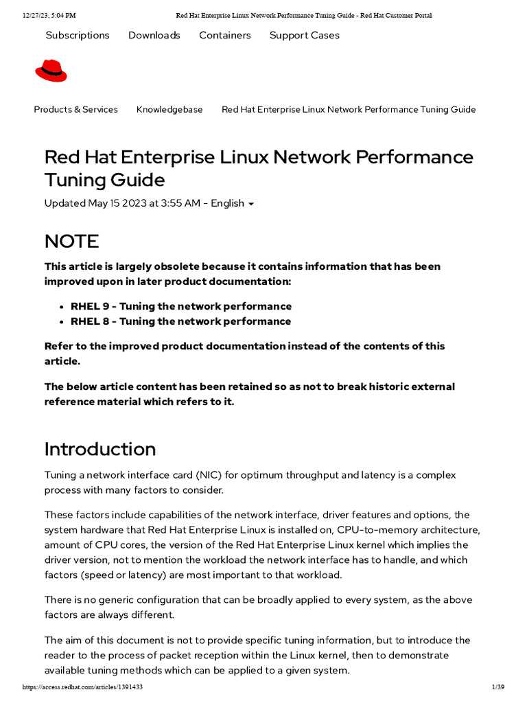Red Hat Enterprise Linux Network Performance Tuning Guide - Red Hat ...