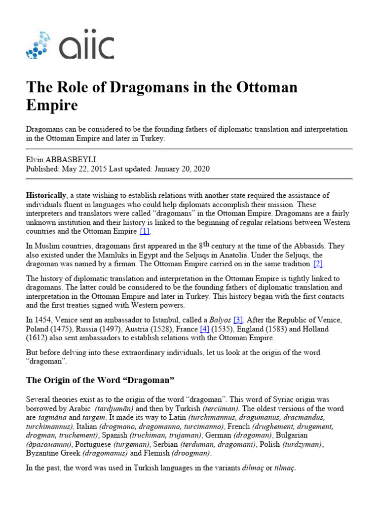 The Role of Dragomans in The Ottoman Emp | PDF | Ottoman Empire ...