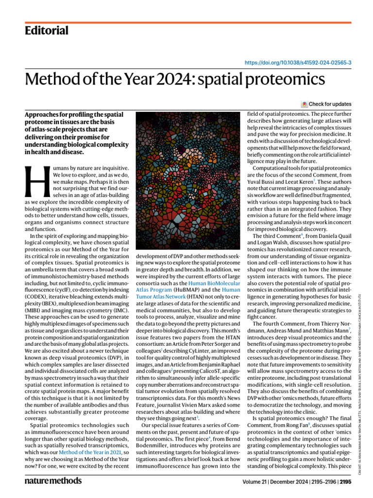 Method of The Year 2024: Spatial Proteomics | PDF | Proteomics | Biotechnology