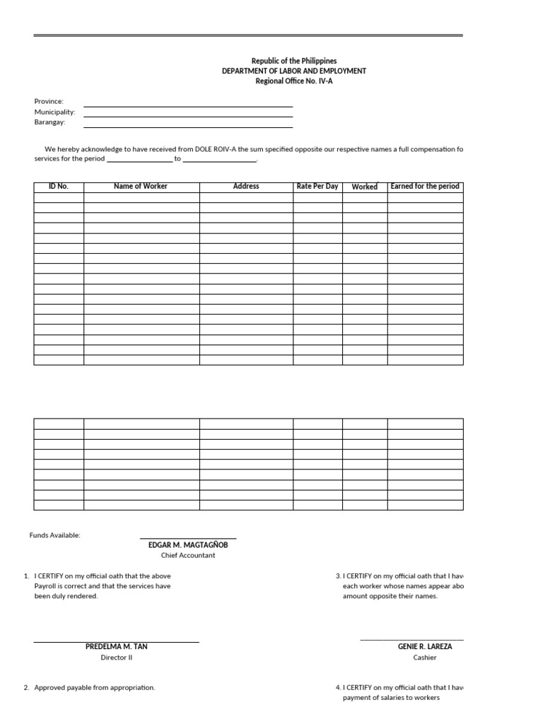 DOLE ROIV-A Acknowledgment Receipt for PPE | PDF | Industrial Relations ...