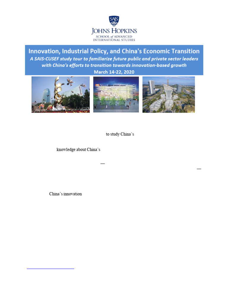 Spring Break China Study Tour - Innovation and Industrial Policy | PDF ...