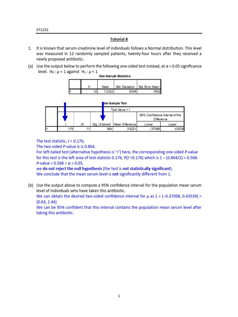 ST1232 Tutorial 8 Solution | PDF | Skewness | Statistics
