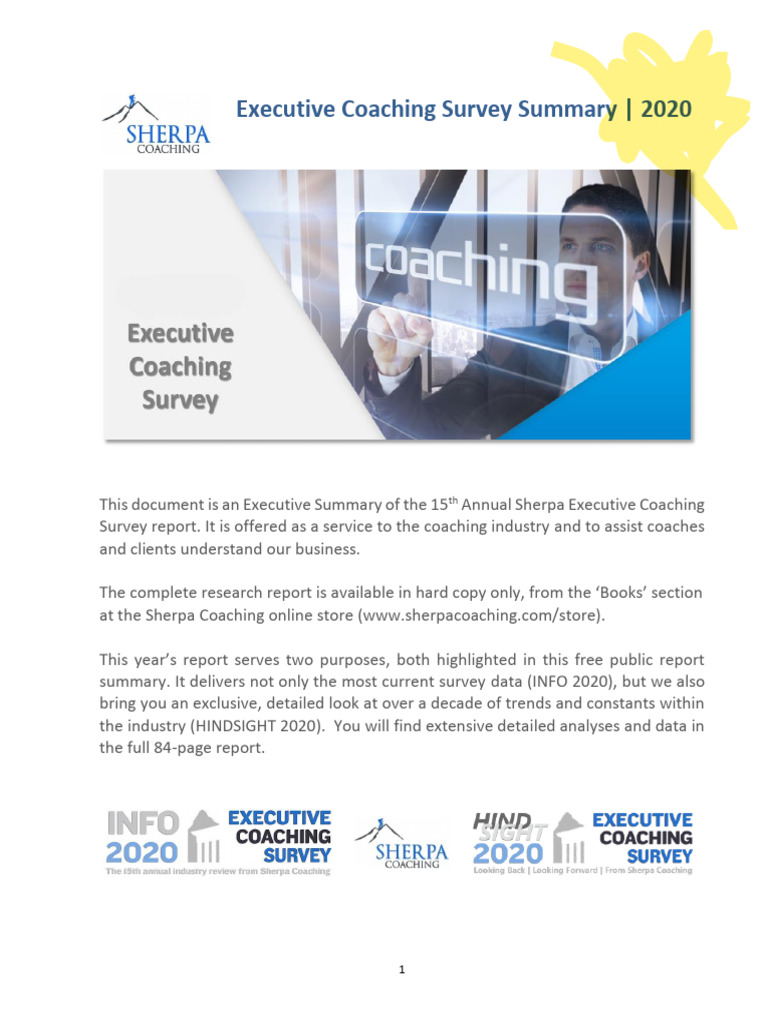 2020 Executive Coaching Survey Executive Summary Final | PDF ...