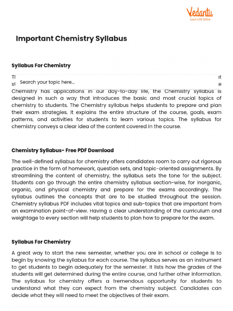 Important Chemistry Syllabus | PDF