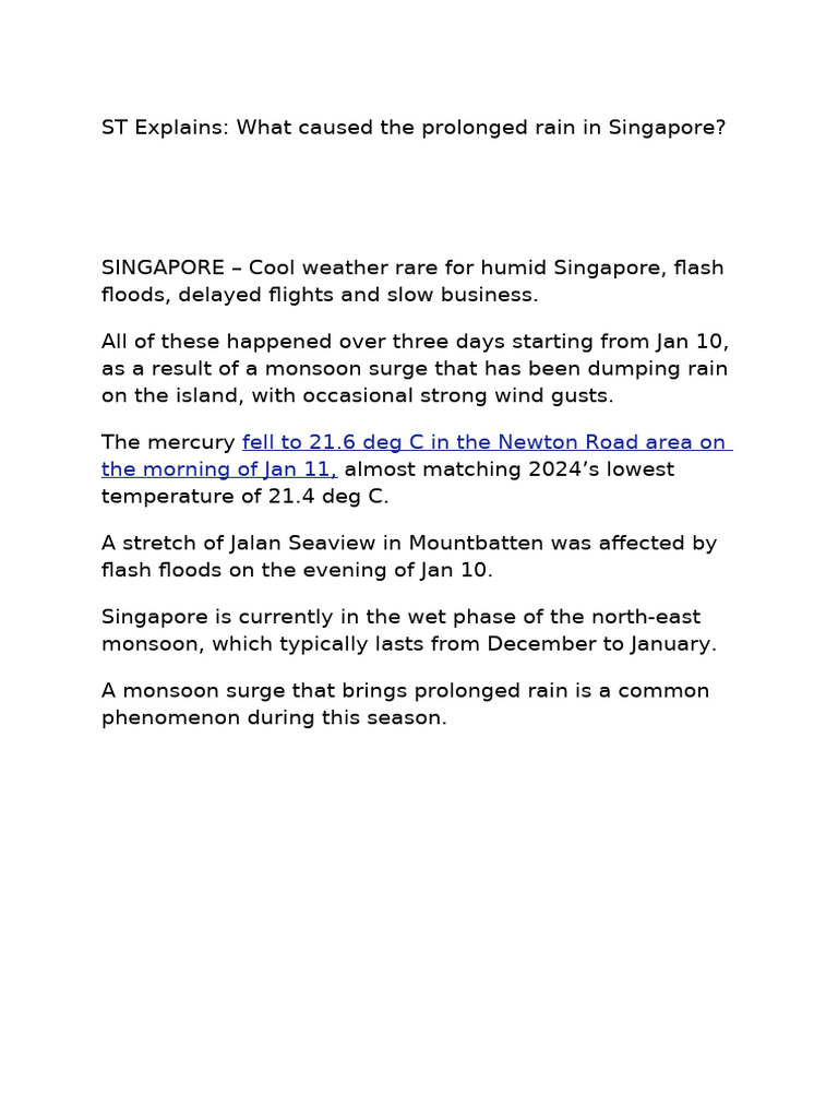 Singapore's Prolonged Rain Explained | PDF | Rain | Flood