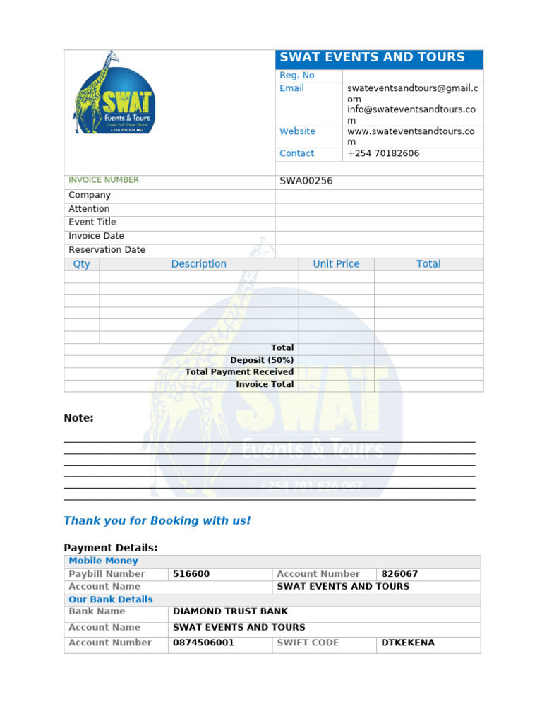 Swat Events Invoice | PDF