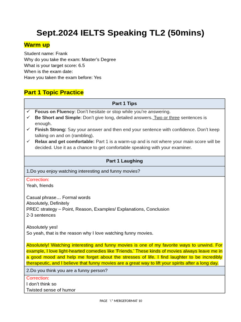 IELTS TL2 Practice Lesson (50 Mins) Sept - Jan. | PDF | Educational Technology | Laughter