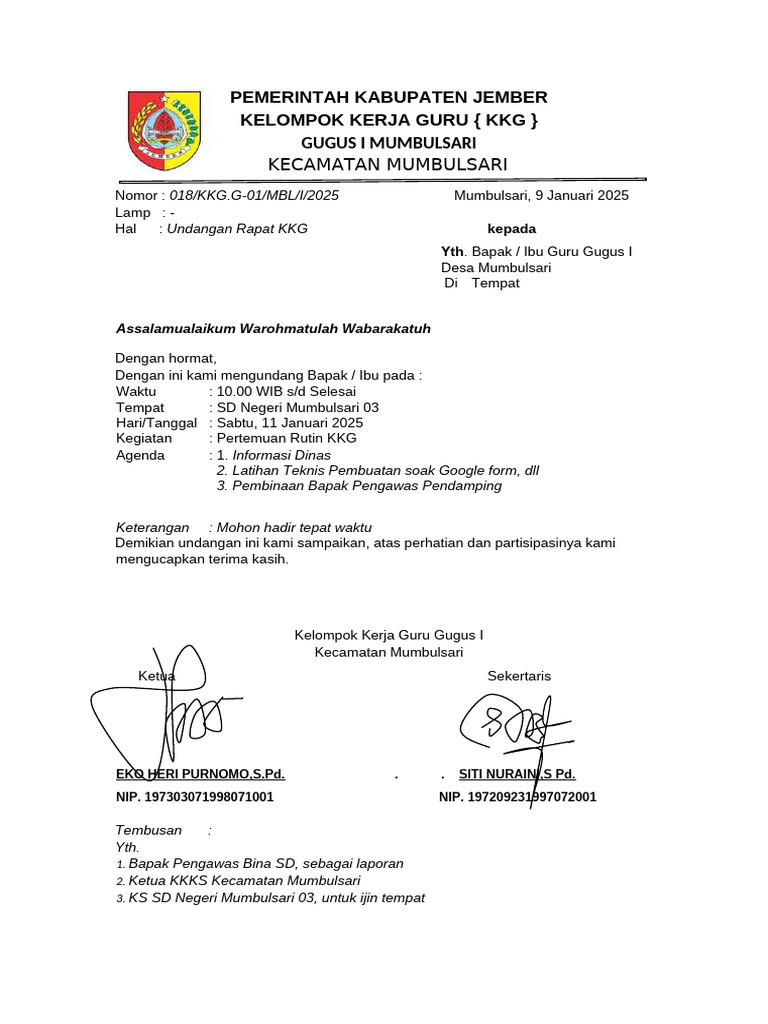 Undangan KKG 1 | PDF