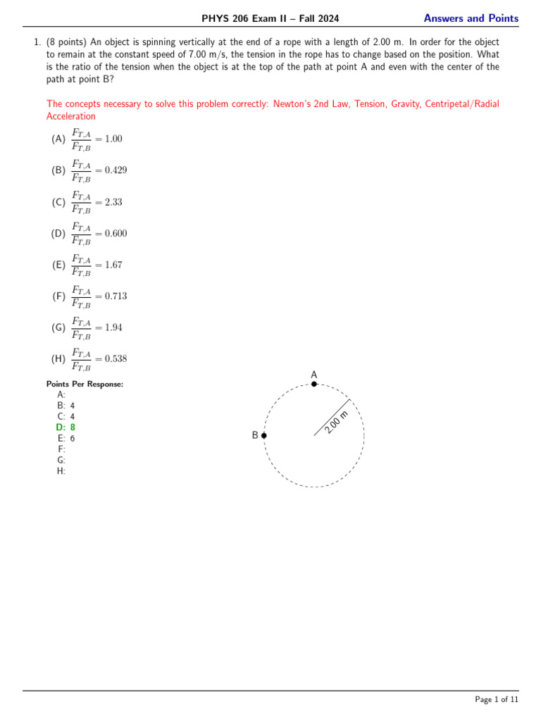 MCexamII-2024C-anskey | PDF | Force | Tension (Physics)