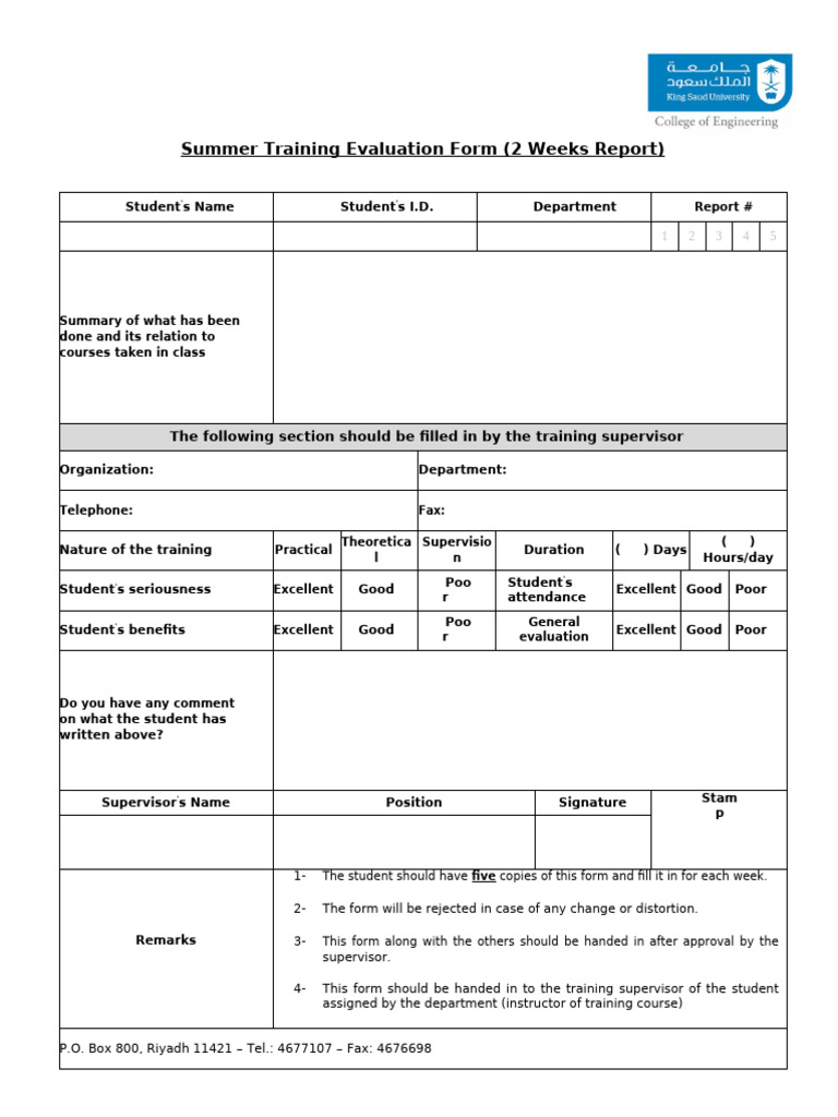 Student Training Evaluation Form | PDF