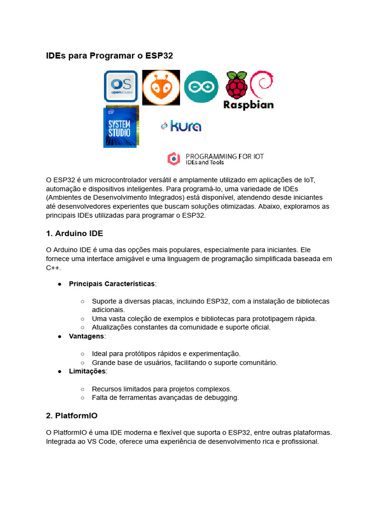 IDEs para Programar ESP32 | PDF | Informática | Engenharia de Software