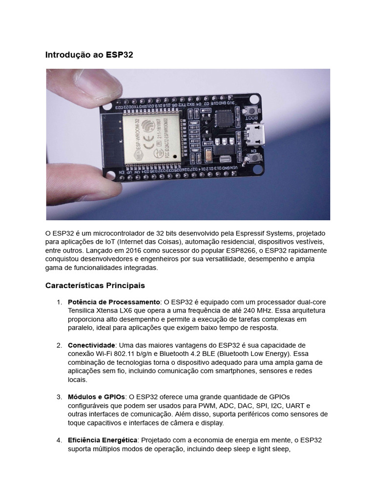 Introdução ao ESP32 | PDF | Internet das Coisas | Framework de software Introdução ao ESP32 | PDF | Internet das Coisas | Framework de software