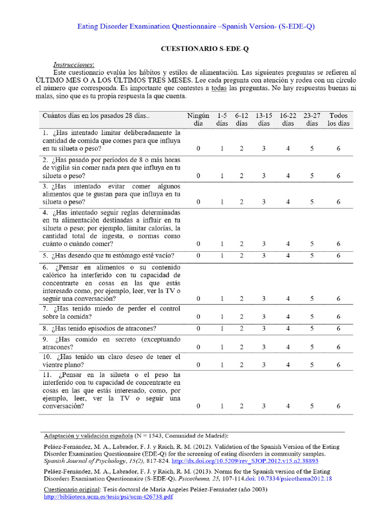 Cuestionario EDE-Q | PDF