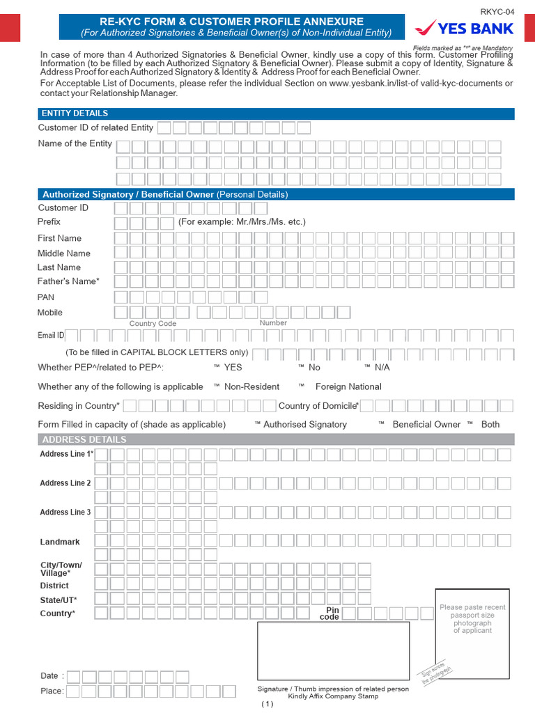 Non-Individual RE-KYC Form Guide | PDF | Signature | Applications Of ...