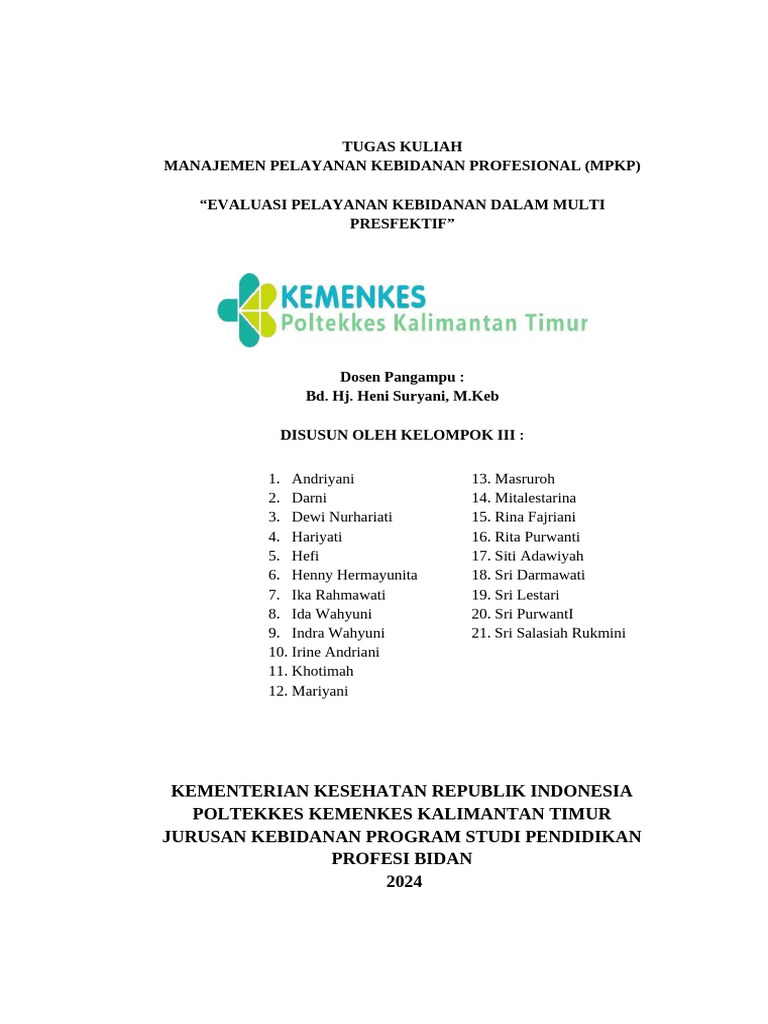 EVALUASI PELAYANAN KEBIDANAN | PDF