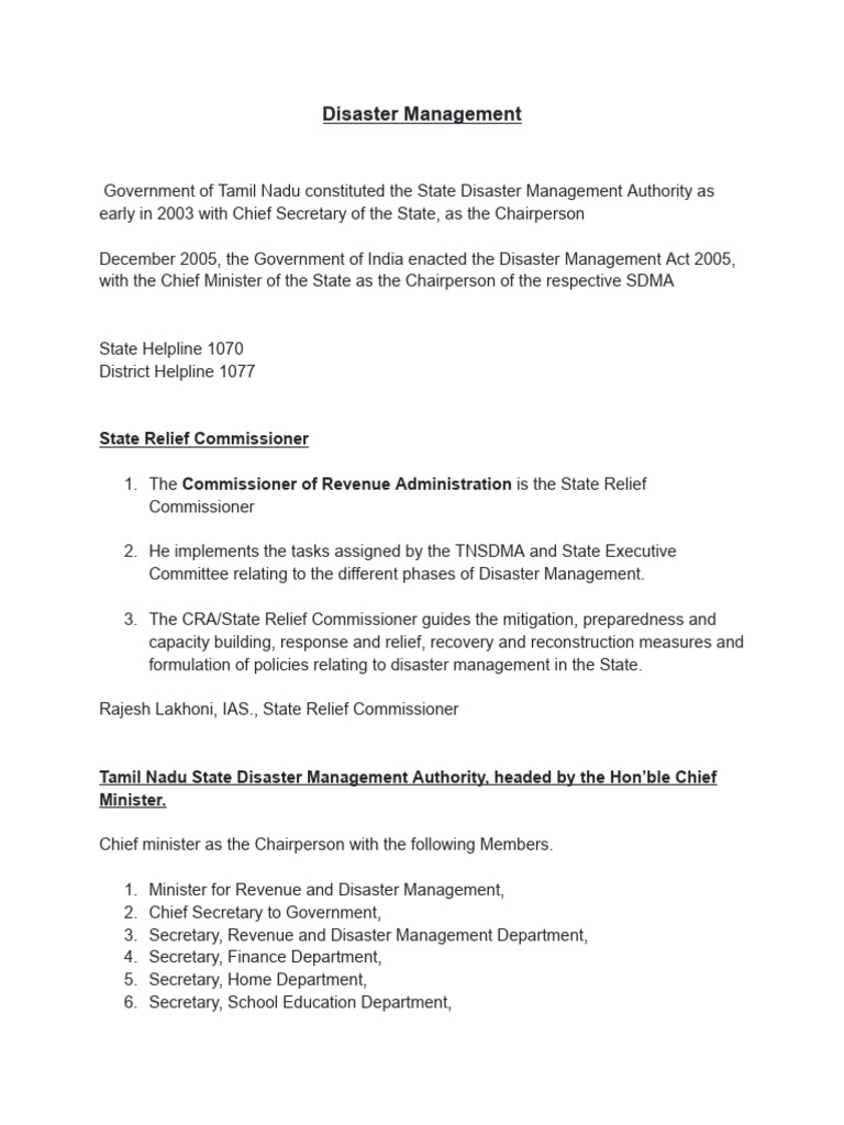Disaster management | PDF | Drought | Tamil Nadu