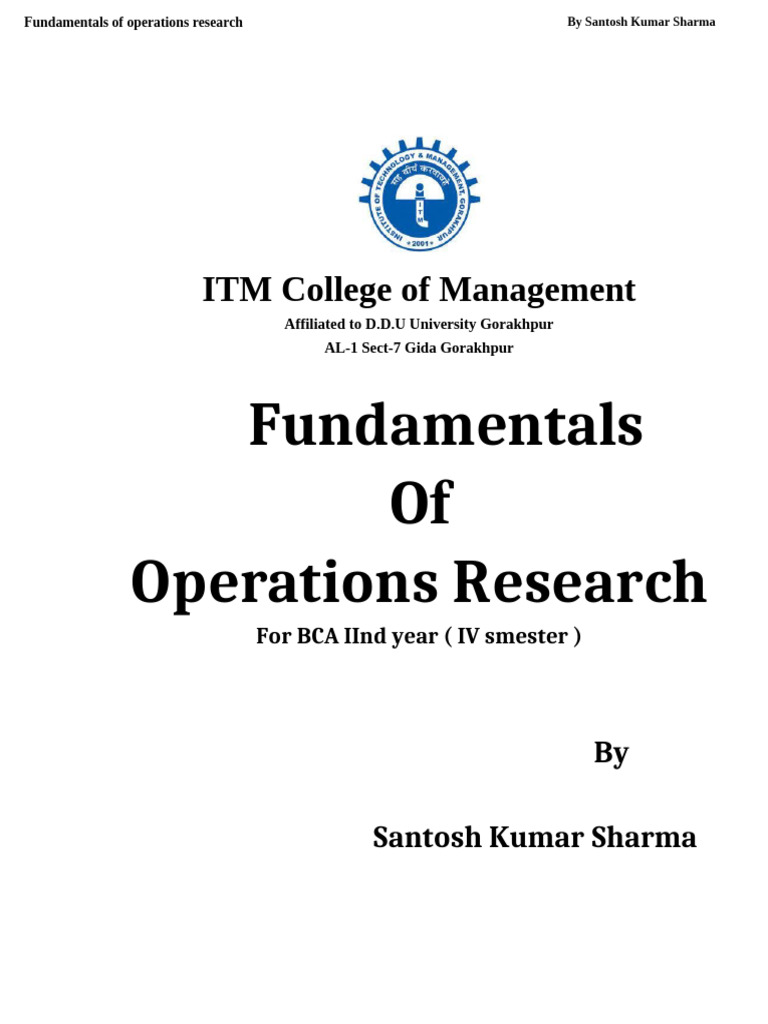 BCA-IInd Yr Operations Research Unit-I (1) (1) | PDF | Linear Programming | Mathematical ...