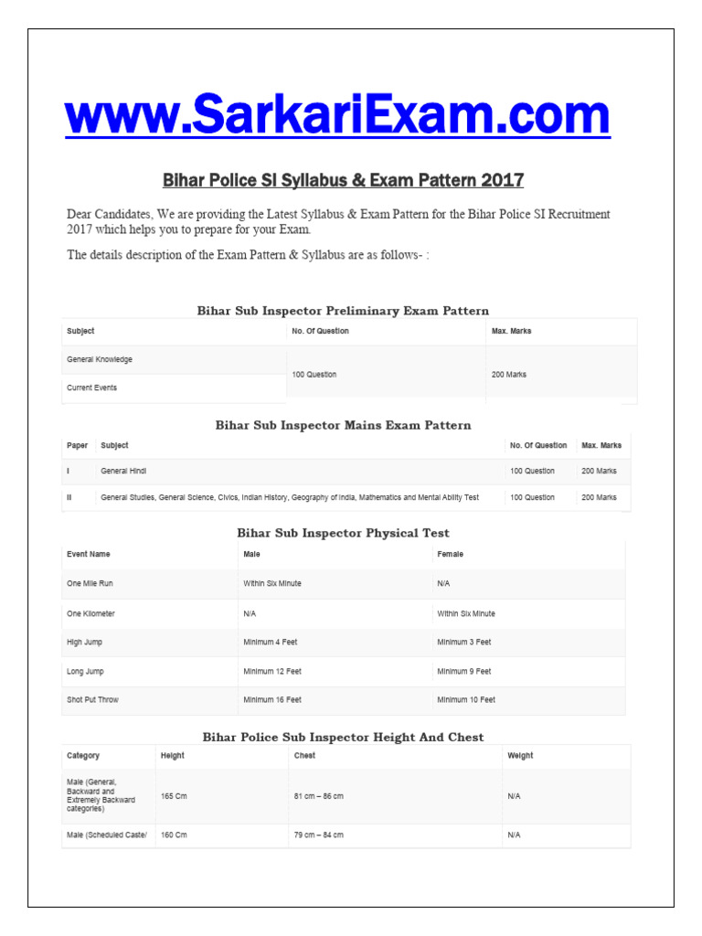 bihar-police-exam-pattern-syllabus-watermark | PDF | Science | Cognition