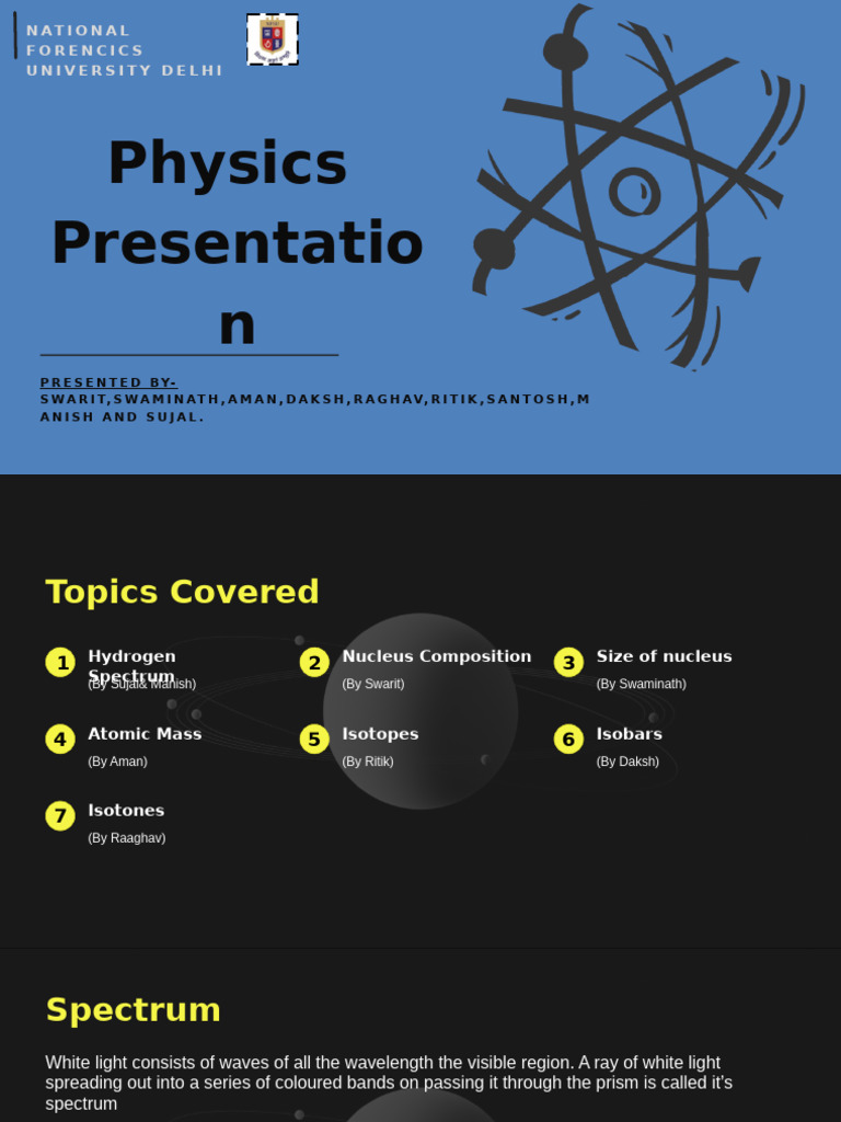Physics Final Presentation[1] | PDF | Emission Spectrum | Atomic Nucleus