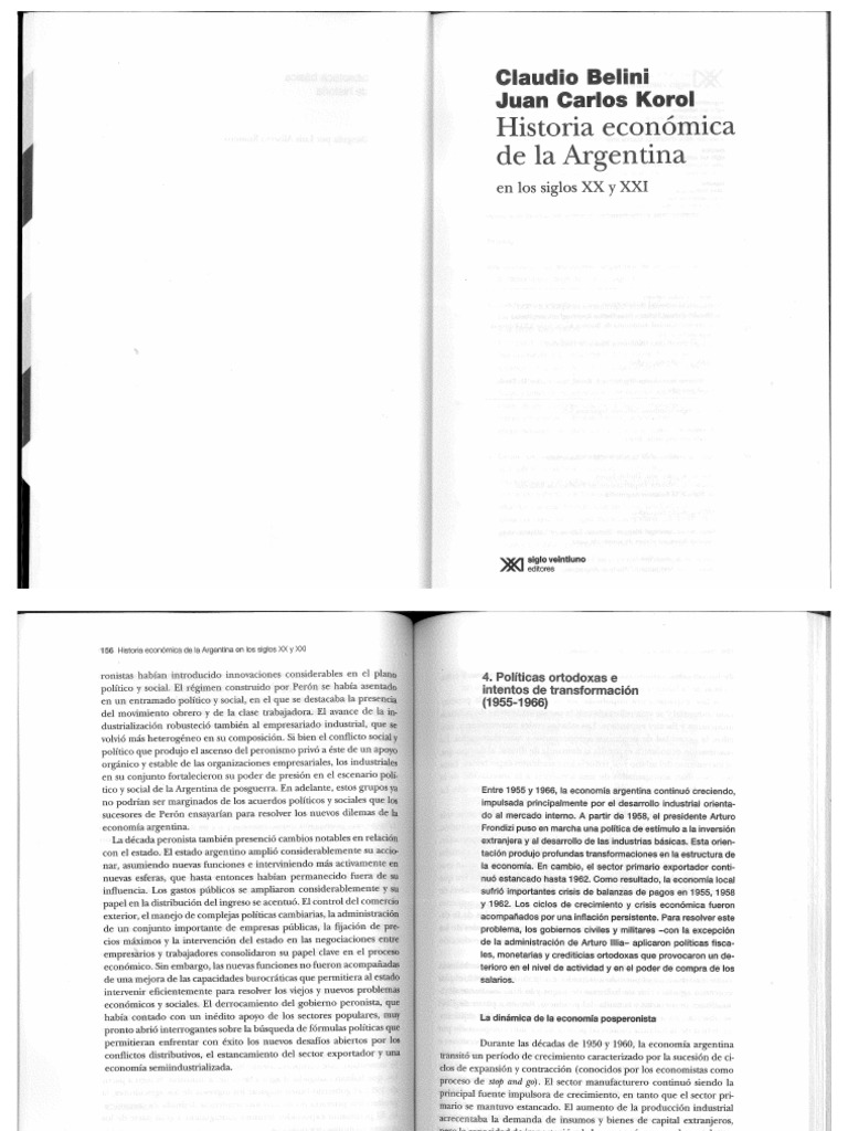 Historia Económica de La Argentina en Los Siglos XX y XXI - Claudio Belini & Juan Carlos Korol ...