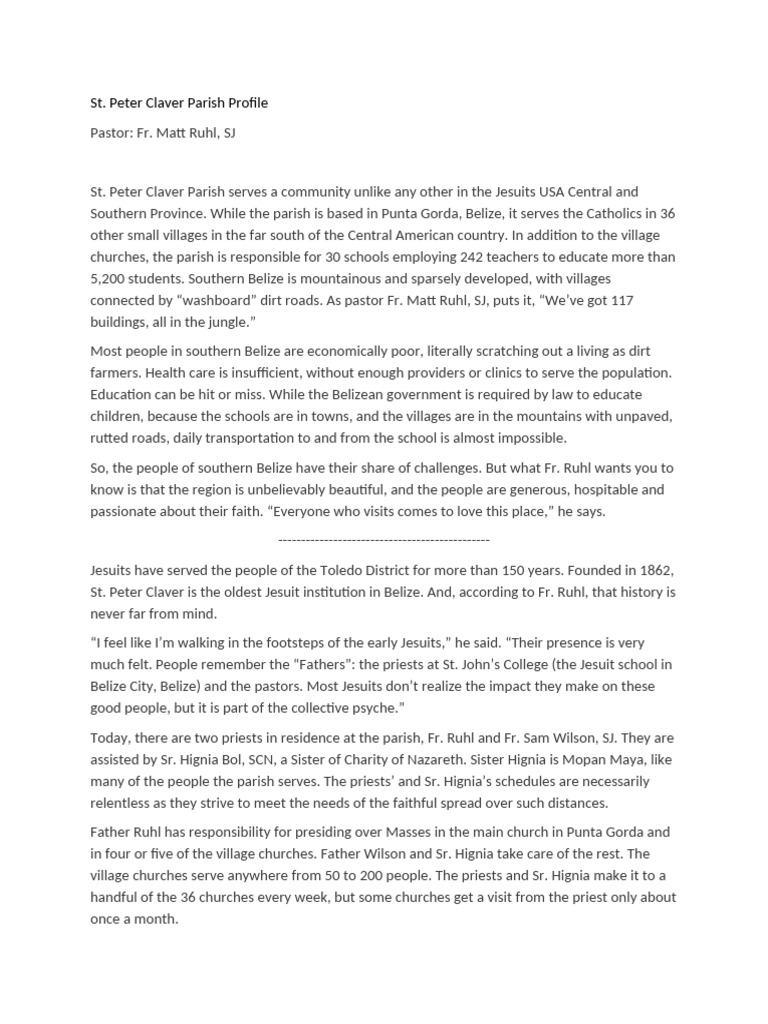ST Peter Claver Profile 2021 | PDF | Catholic Church | Christian ...